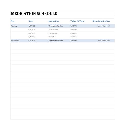 40 Great Medication Schedule Templates Medication Calendars