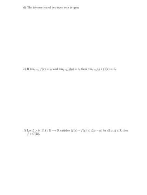 Solved D The Intersection Of Two Open Sets Is Opene If
