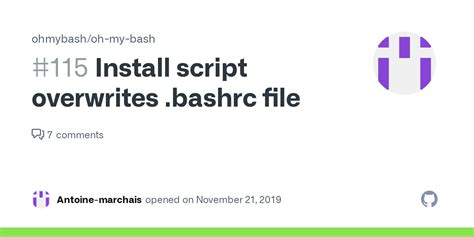 Install Script Overwrites Bashrc File Issue Ohmybash Oh My Bash GitHub