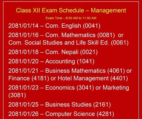 Neb Class 12 Routine 2080 Class 12 Final Exam Routine 2081 Grade 12 Exam Routine 2080 2081