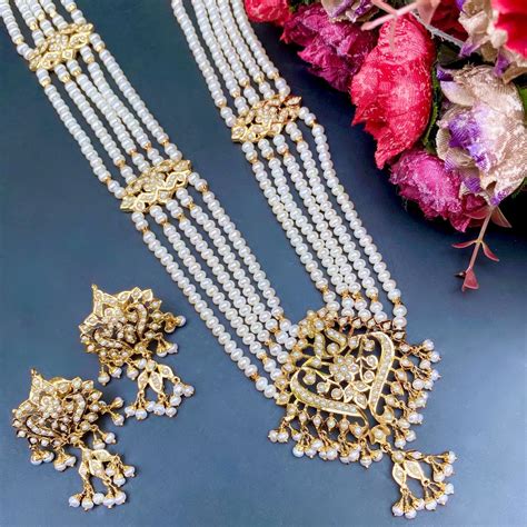 Traditional Jadau Haar Pearl Rani Haar Gold Plated Silver Rudrad