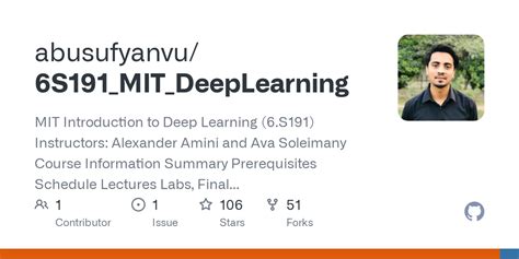 Github Abusufyanvu 6s191 Mit Deeplearning Mit Introduction To Deep Learning 6 S191