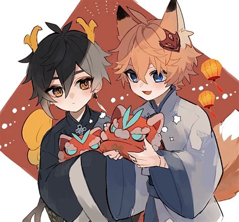 Zhongli And Tartaglia Genshin Impact Drawn By Enbe8jacky Danbooru