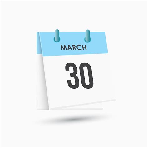 Premium Vector March 30 Calendar And Time Planner Daily Calendar Icon