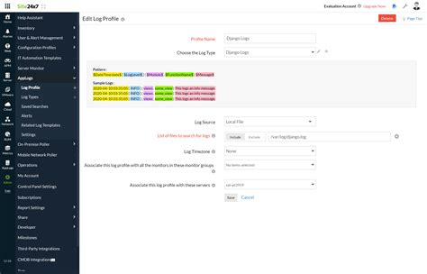 django logs log management for django logs site24x7 online help