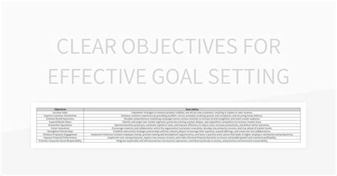 Clear Objectives For Effective Goal Setting Excel Template And Google Sheets File For Free