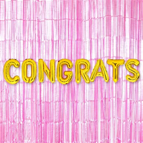 선물데이 은박풍선축하골드커튼메탈핑크세트 파티 장식 소품