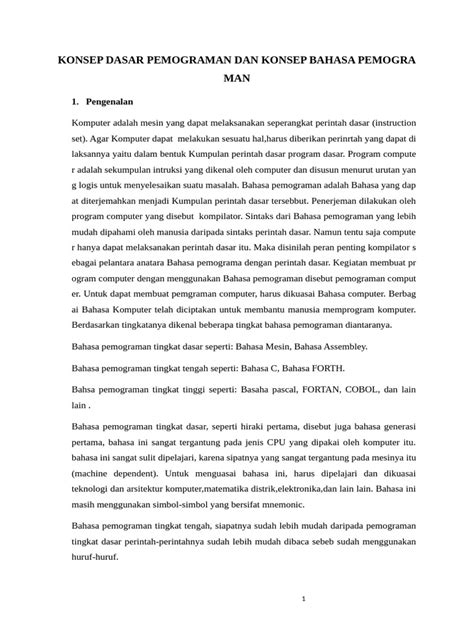 Konsep Dasar Pemograman Dan Konsep Bahasa Pemograman Pdf Komputer Teknologi And Rekayasa