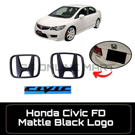 Honda Civic Fd Front Rear Emblem Civic Worlding Logo Matte Black Logo