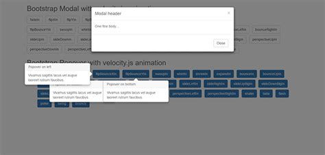 Bootstrap Modal And Popover With Velocity Js Animation Bootstrap Themes