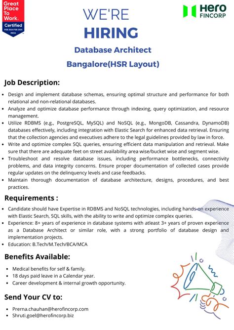 Database Architect Architect Database Rdbms Sql Bangalorejobs Itjobs Karnataka
