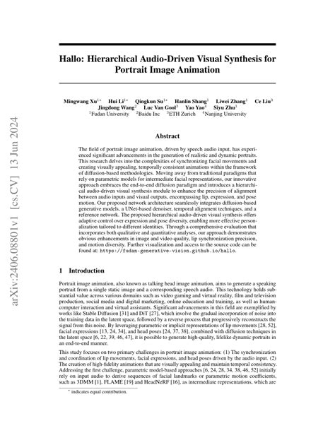 Pdf Hallo Hierarchical Audio Driven Visual Synthesis For Portrait