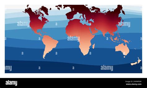 World Map Vector Guyou Hemisphere In A Square Projection World In Red Orange Gradient On Deep