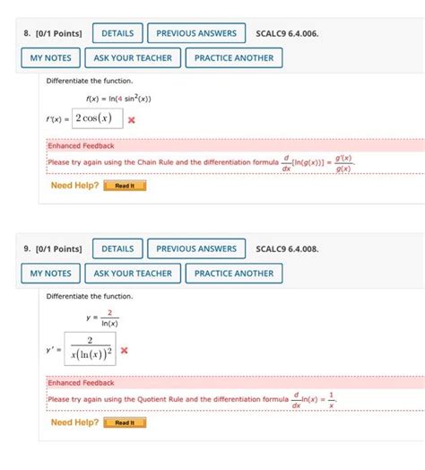 Solved Differentiate The Function F X Ln 4sin2 X F′ X