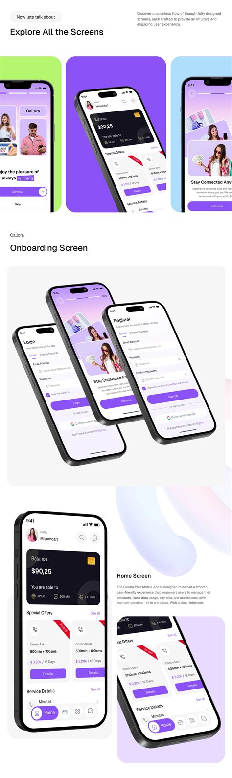 Telecom Mobile App Ui Ux Design Behance