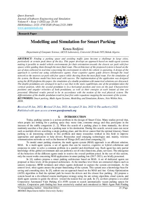 Pdf Modelling And Simulation For Smart Parking