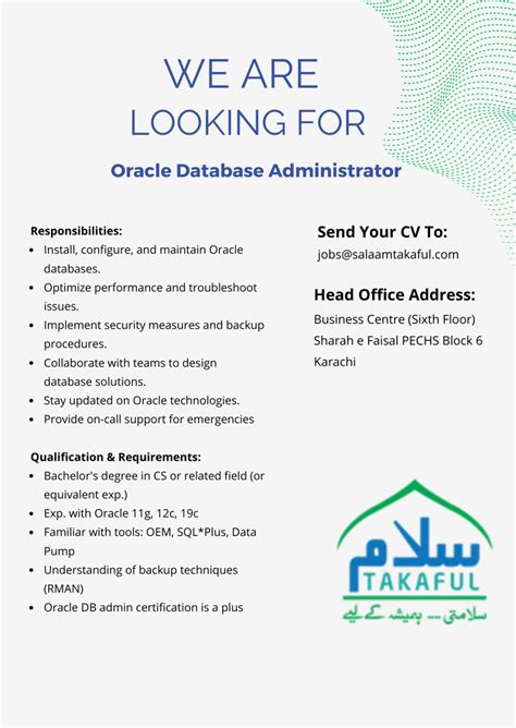 Hiring Databaseadministrator Oracleexperts Salaamtakaful