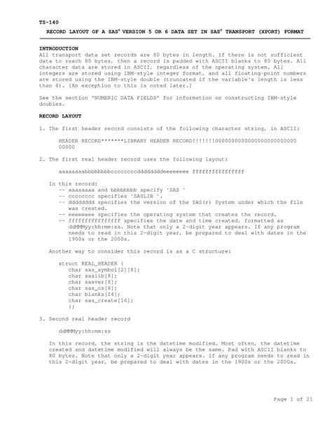 Pdf Ts Doc Ts 140 Record Layout Of A Sas® · Pdf Filerecord Layout