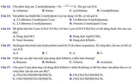 Giải Quyết Cho Phản ứng Sau 2 Methylpropene H 2xrightarrow Ni T°x I Tên Gọi Của X Là A