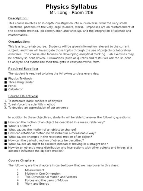Academic Physics Syllabus Pdf Rotation Around A Fixed Axis Force