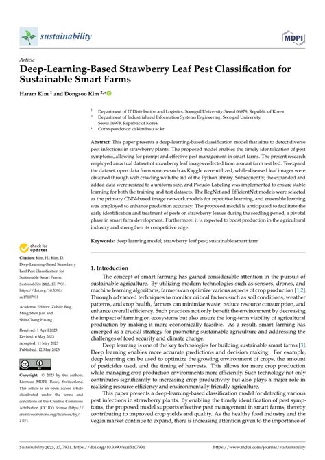Pdf Deep Learning Based Strawberry Leaf Pest Classification For Sustainable Smart Farms