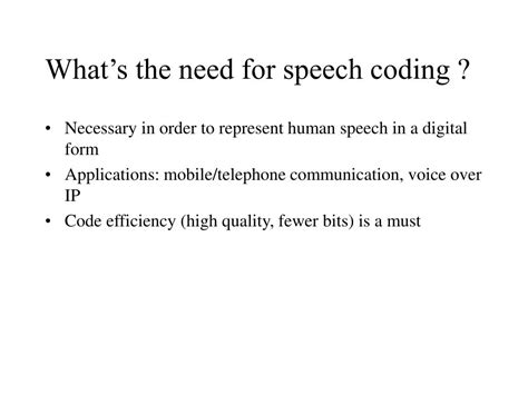 Ppt Speech Coding Powerpoint Presentation Free Download Id4715323