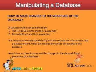 MS Sql Server Manipulating Database PPT