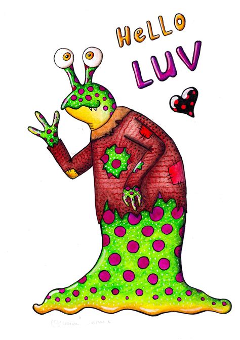Happy Cute Alien Slug Printable Art Prints Hello Luv Friendly