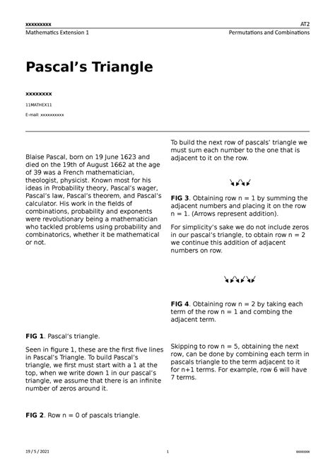 permutations and combinations assignment pascals triangle mathematics