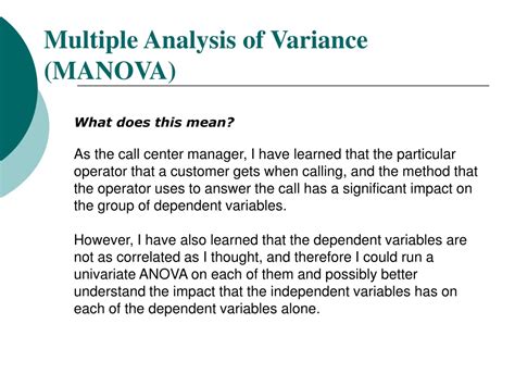 Ppt Analysis Of Variance And Multivariate Analysis Of Variance