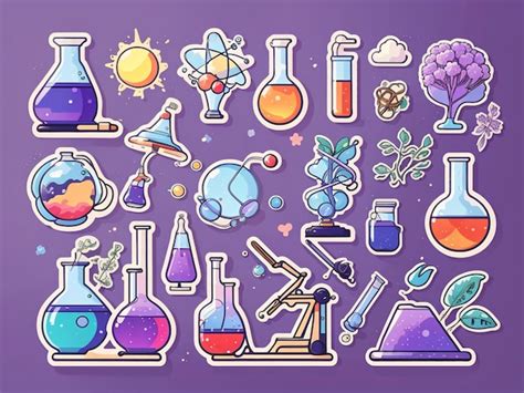 Premium Ai Image Science Sticker Set Elements And Objects Related To Scientific Exploration