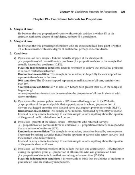 Chapter 19 Confidence Intervals For Proportions