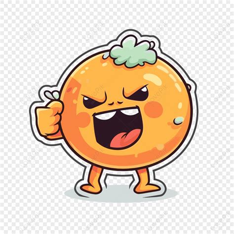 화난 오렌지 캐릭터 일러스트 스티커 벡터체육상표 Png 일러스트 무료 다운로드 Lovepik