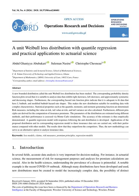 Pdf A Unit Weibull Loss Distribution With Quantile Regression And Practical Applications To