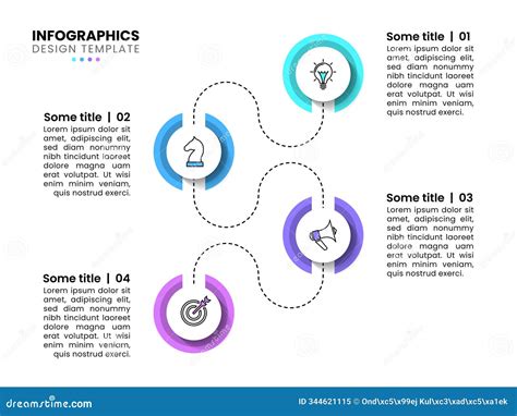 infographic template a zigzag line with 4 circles stock illustration