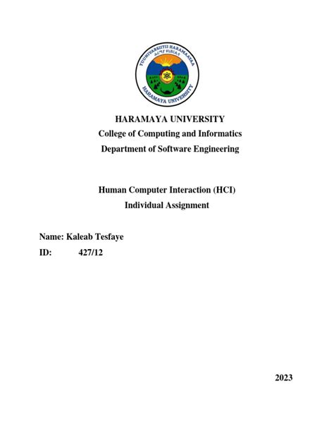 Hci Assignment Pdf Usability Humancomputer Interaction