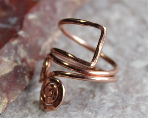 Womens Textured Copper Ring Hand Hammered Copper Ring Copper Midi