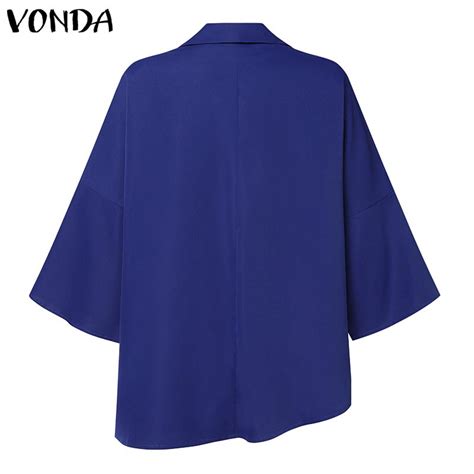 Купить Женские рубашки VONDA с рукавами-колокольчиками, однотонные топы ...