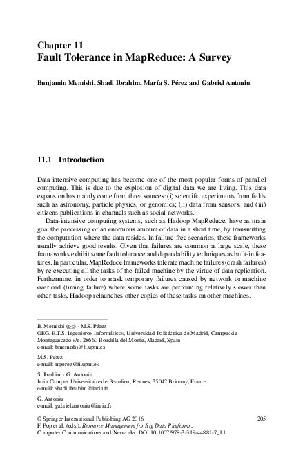 Pdf Fault Tolerance In Mapreduce A Survey