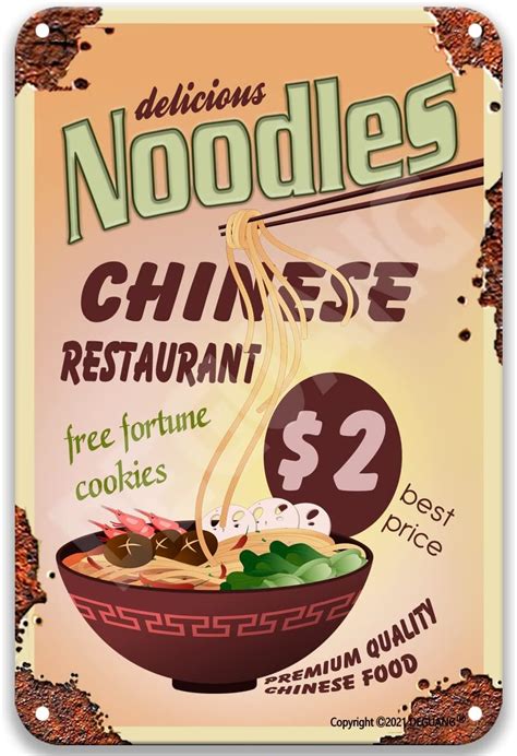 Noodles Chinese Restaurant Delicious Food 2 Vintage Signs Country Decor For Kitchen