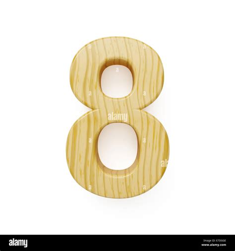 3d Render Of Wood Digit Eight Symbol 8 Isolated On White Background