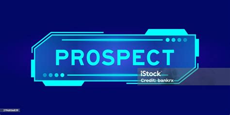 파란색 배경의 사용자 인터페이스 화면에 단어 전망이 있는 미래 지향적인 Hud 배너 결정에 대한 스톡 벡터 아트 및 기타 이미지