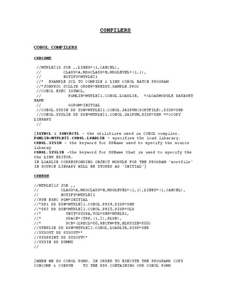 Cobol Compiler Jcl Examples Pdf Utility Software Intellectual Works