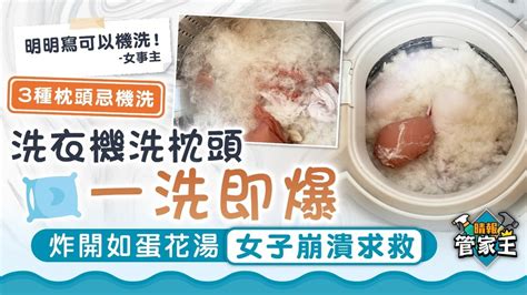 管家王｜洗衣機洗枕頭一洗即爆 棉花炸開漂浮如蛋花湯【3種枕頭忌機洗】