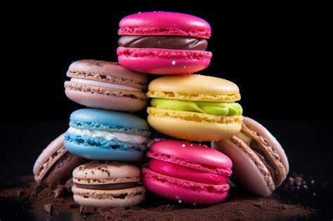 Premium Ai Image Luscious Colorful Macaroon Cake Sweet Dessert