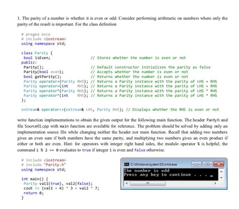 Solved 1 The Parity Of A Number Is Whether It Is Even Or