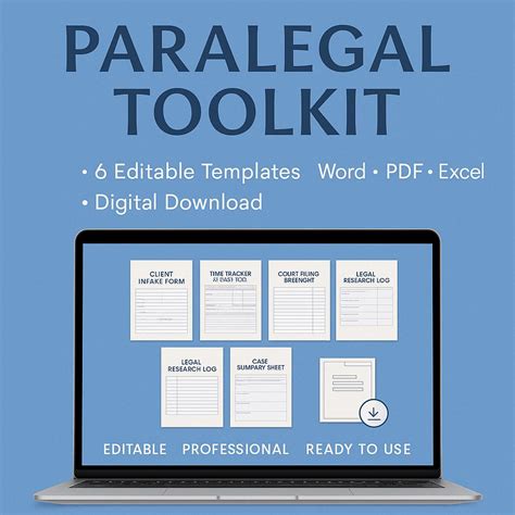 Paralegal Toolkit Editable Legal Templates Printables Checklists Logs Forms Bonus Case
