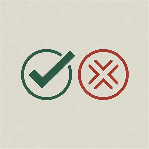 사이드바이사이드 아이콘 승인에 대한 녹색 체크마크와 거절에 대한 적십자 프리미엄 Ai 생성 벡터