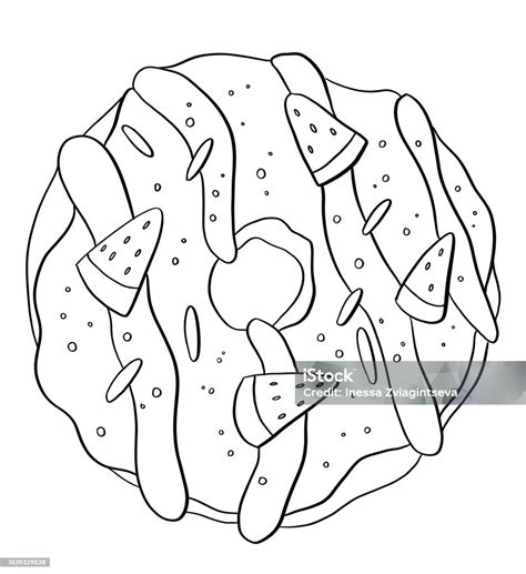 등고선 그림 만화 스타일 달콤한 음식 도넛 토퍼 초콜릿 수박 마멀레이드 디자인 요소 인쇄 색칠 스티커 광고 메뉴 0명에 대한