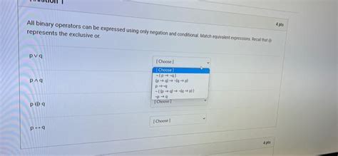solved 4 pts all binary operators can be expressed using